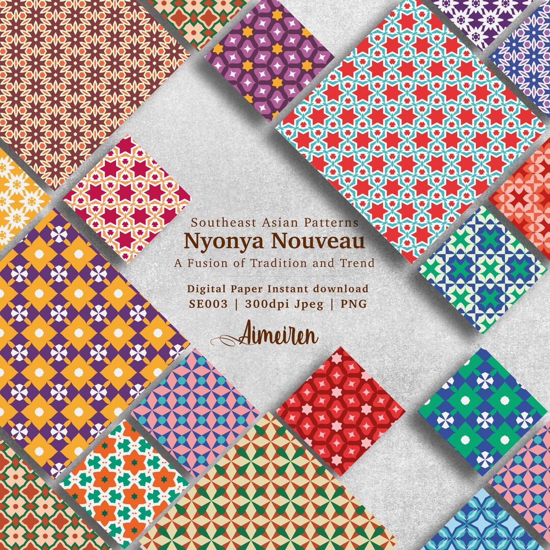Southeast Asian Seamless Patterns: Vibrant Digital Paper (digital ...