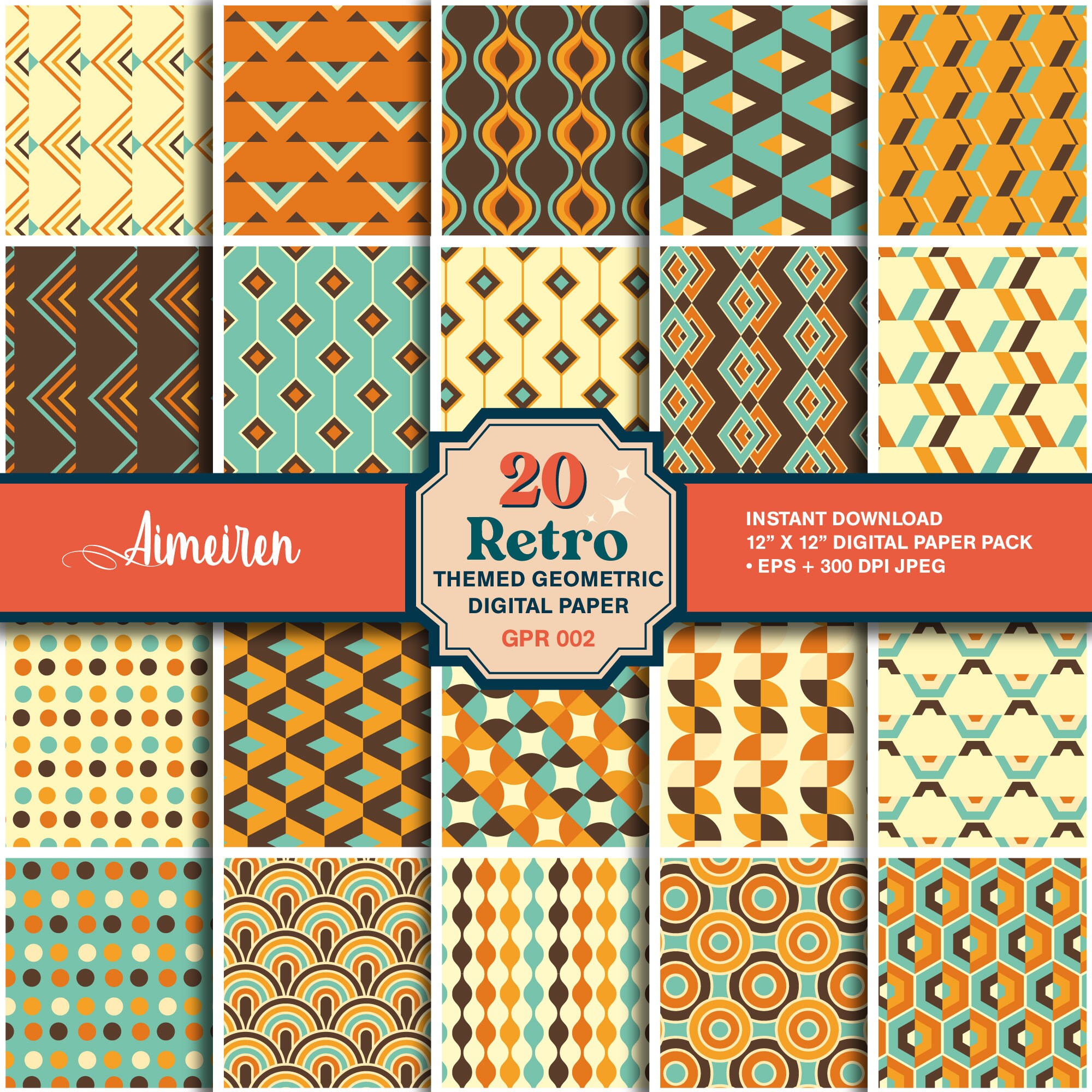 Retro Digital Paper 50's Mid Century Vector Scrapbook | Etsy