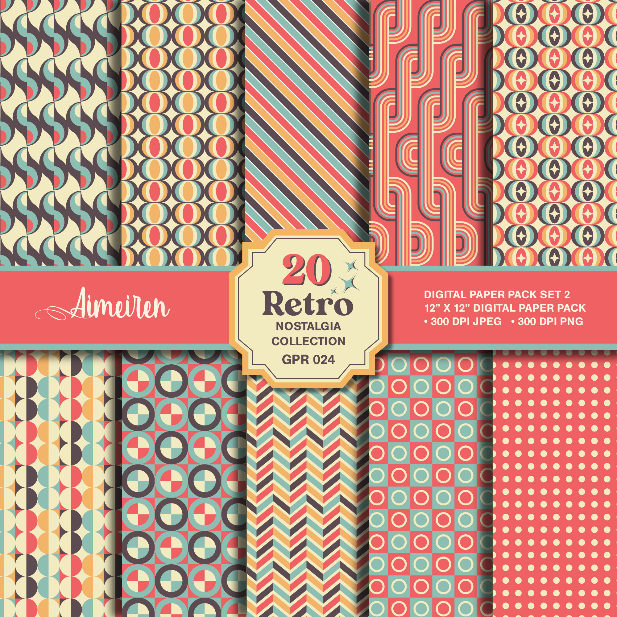 70s Retro Digital Paper: Pink Abstract Patterns (digital Download) - Etsy