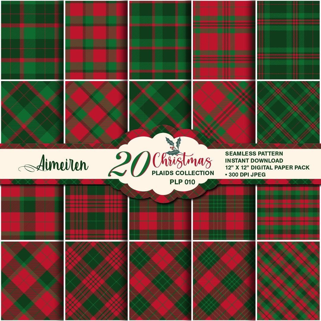 Christmas Plaid Patterns: Buffalo Check Scrapbook Paper (digital ...