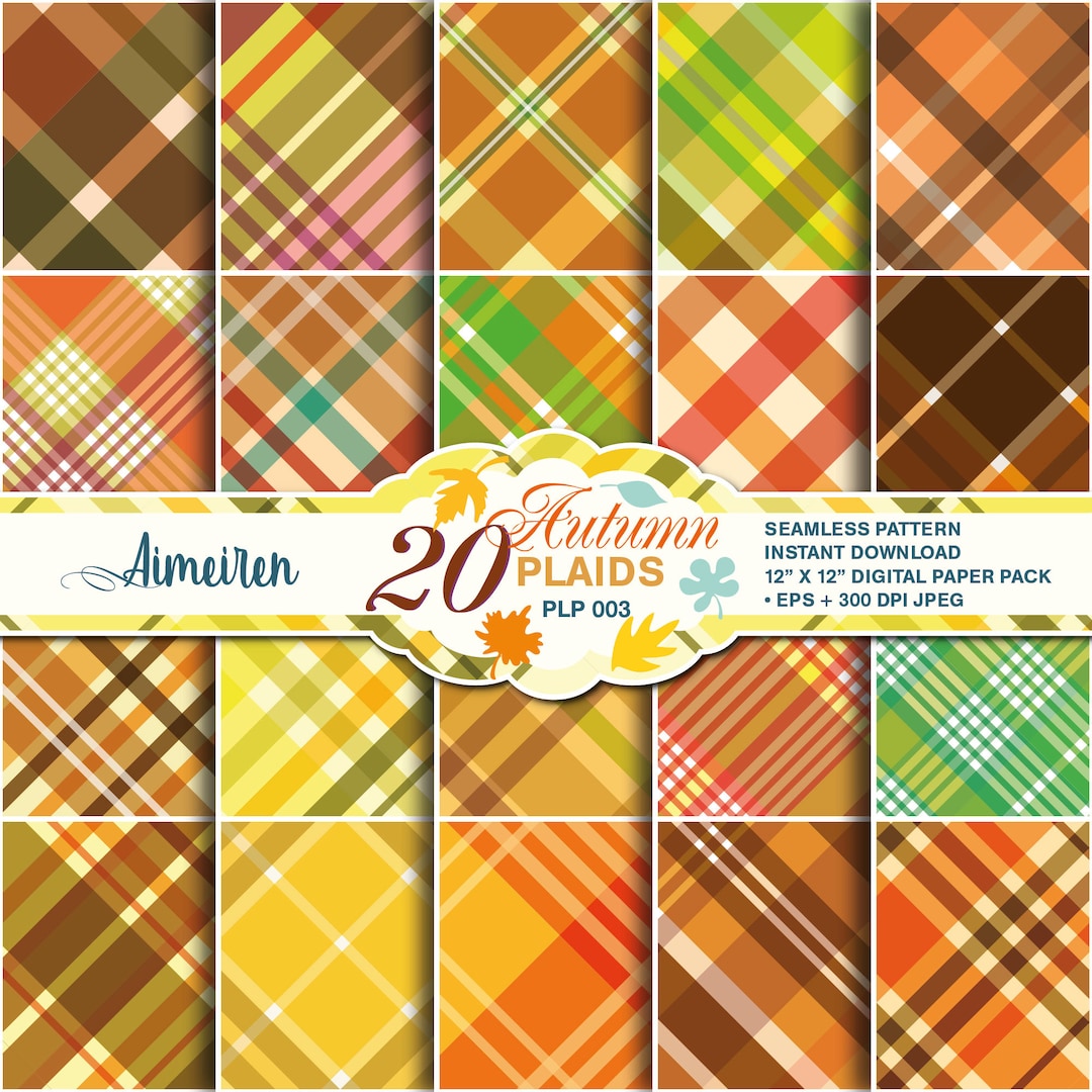Autumn Plaid Digital Paper: Thanksgiving Scrapbook Patterns (instant ...