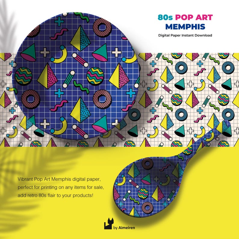 80s Memphis Pattern Digital Paper | Colorful Geometric Seamless Pattern ...