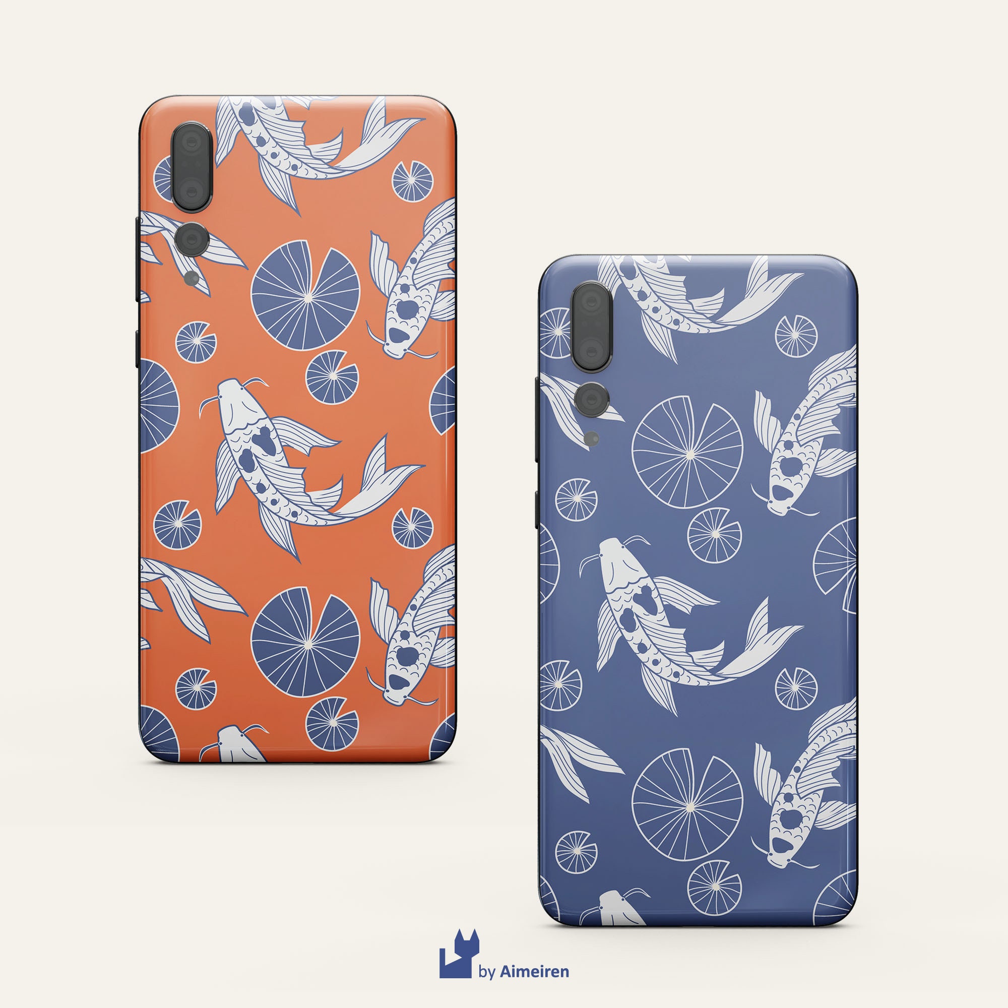 Japanese Seamless Patterns: Blue & Orange Vintage Art (digital Download ...
