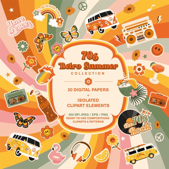 Set of 20 Retro Summer Seamless Patterns Plus Isolated - Etsy