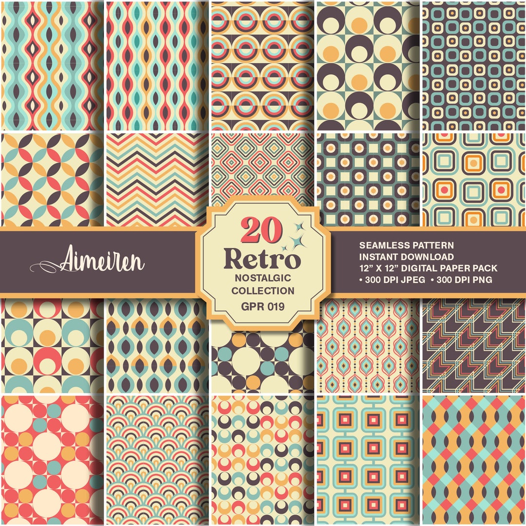 Retro Digital Paper, Funky Digital Paper, 1970's Digital Paper, Retro ...