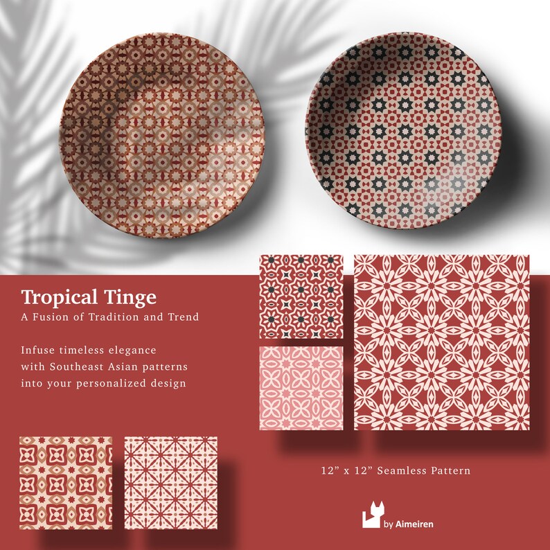 Southeast Asian Style Digital Paper | Melon Monochrome Color Collection ...