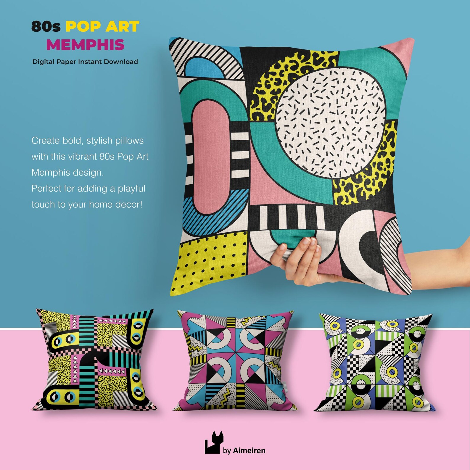 80s Memphis Pattern Digital Paper | Colorful Geometric Seamless Pattern ...
