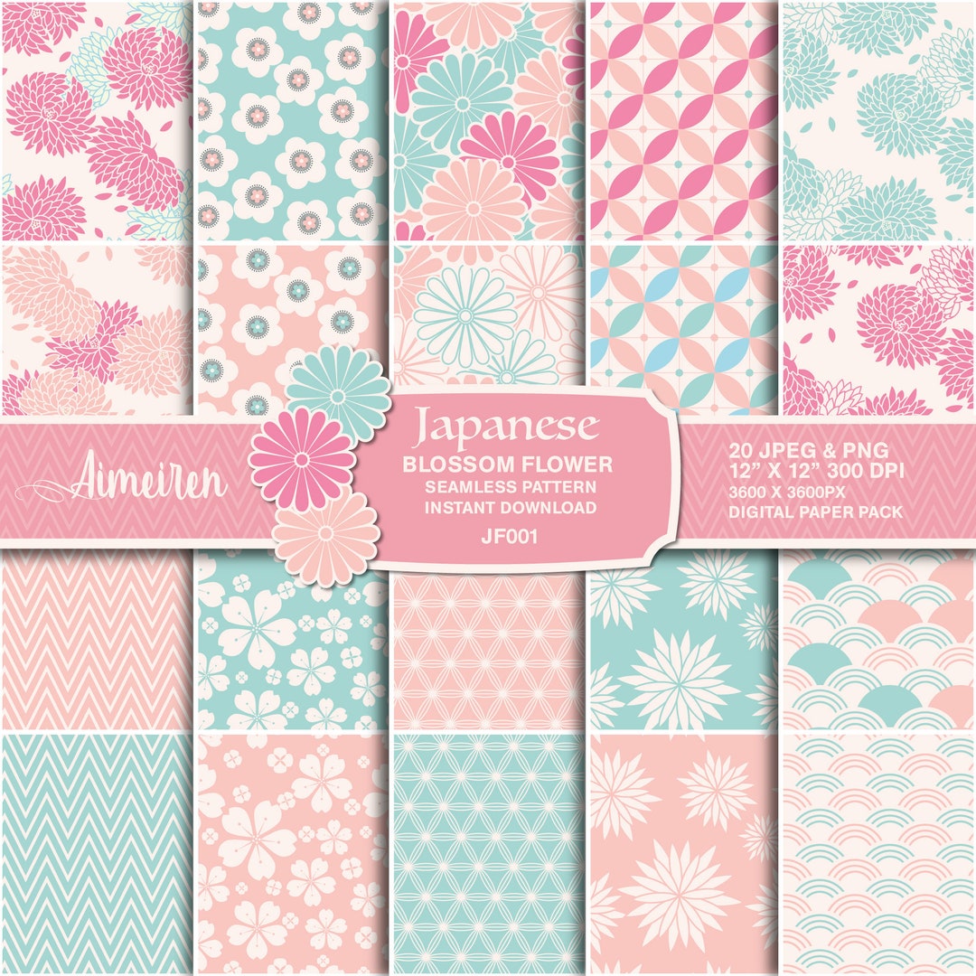 Sakura Floral Digital Paper: Japanese Blossom Patterns (digital ...