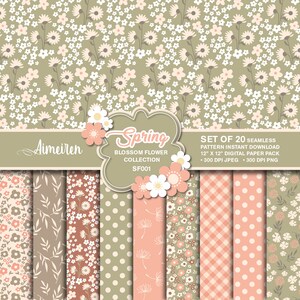 Digital Paper Pack HELLO DAISY, Daisy Floral Spring Seamless Pattern ...