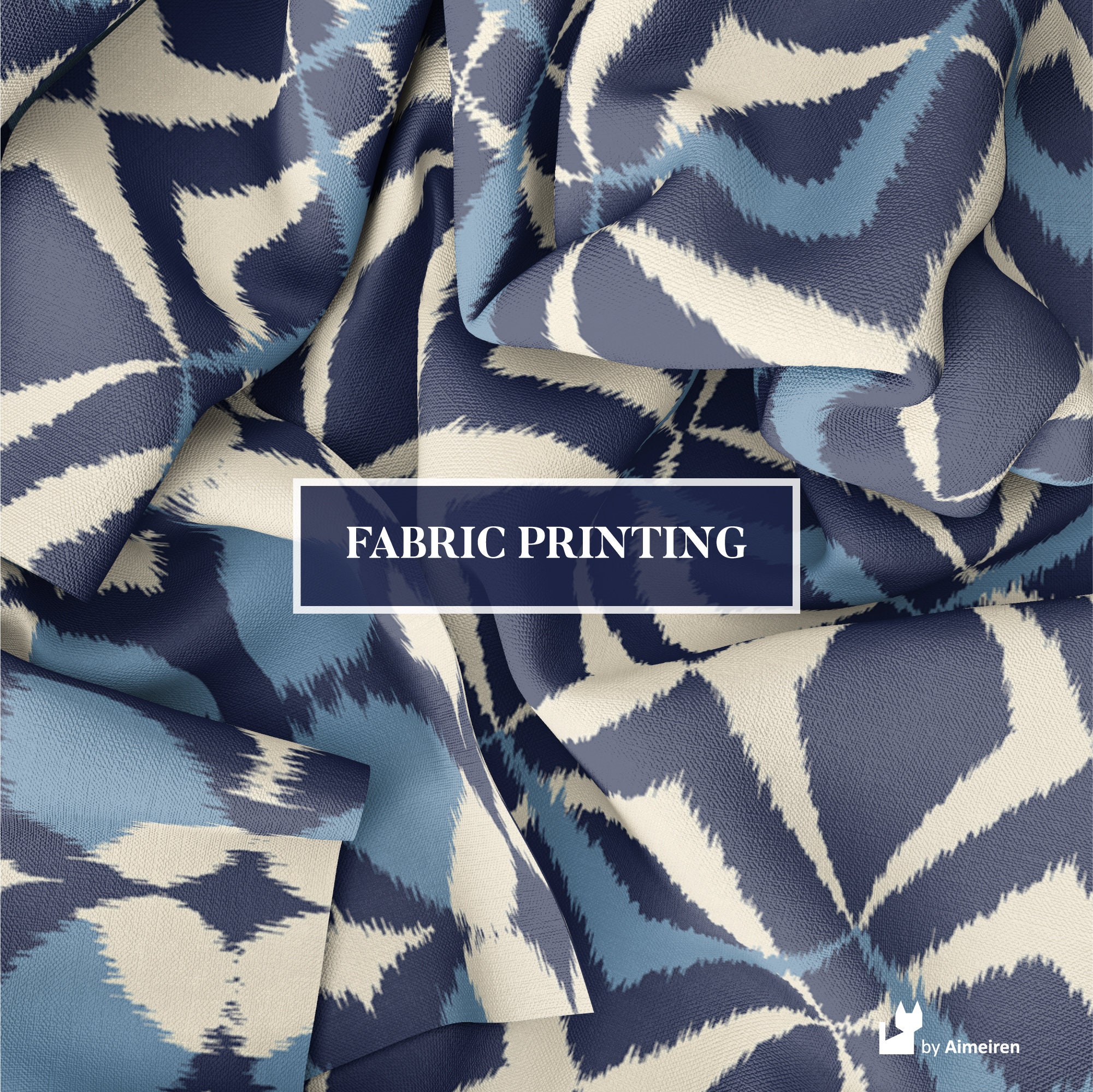 Coastal Geometry Ikat Pattern Design | Ocean Blue Ikat Seamless Pattern ...