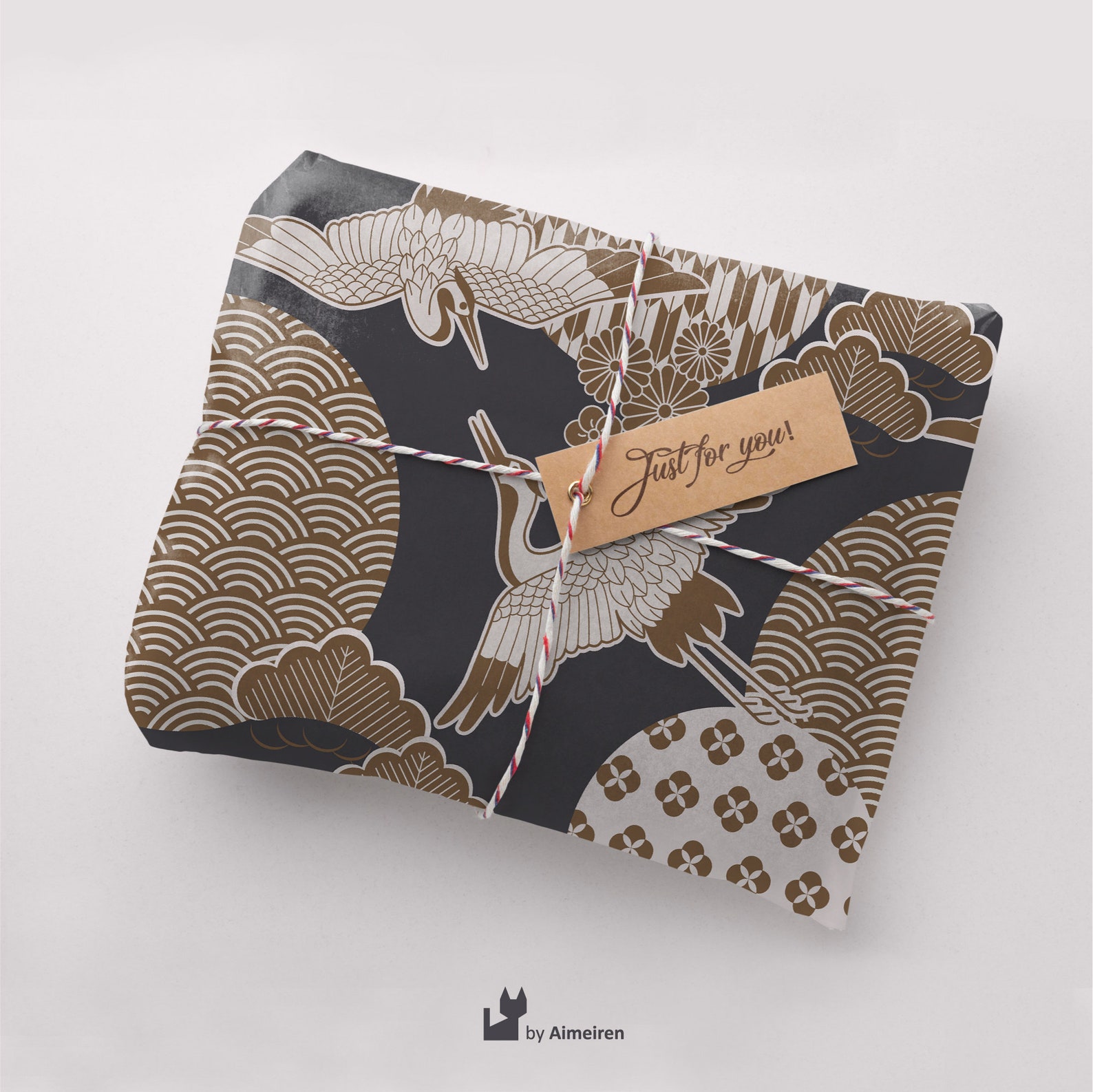 Japanese Cranes Gold Tsuru Vector Kimono Patterns Sakura Vintage ...