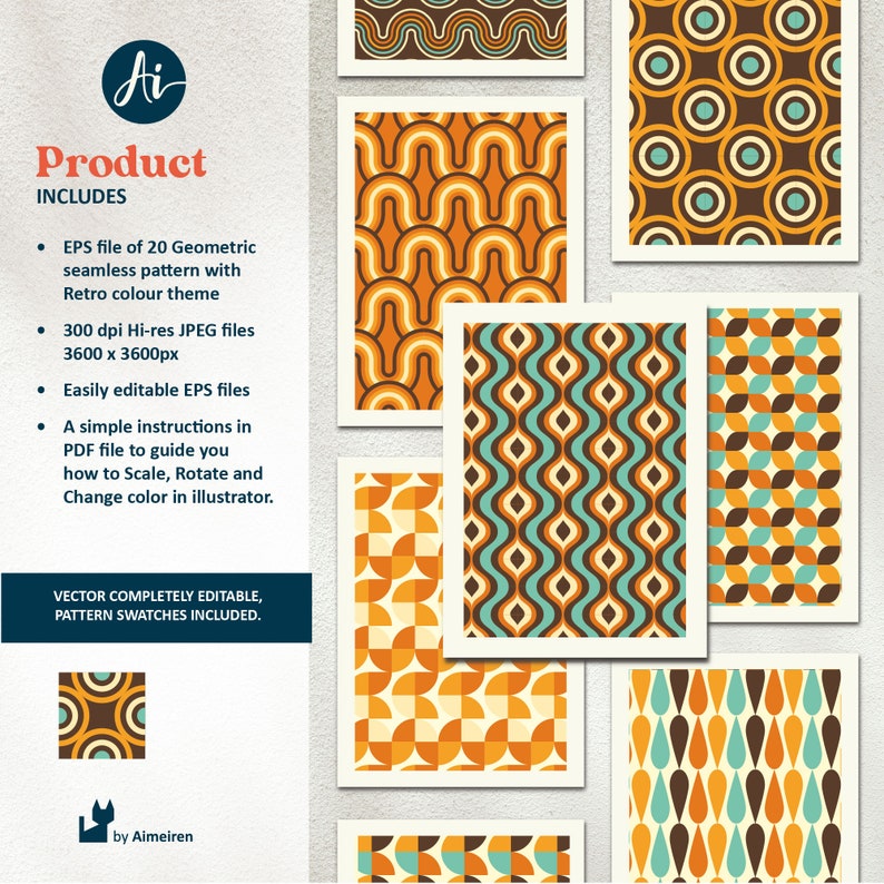 Retro Digital Paper 50's Mid Century Vector Scrapbook - Etsy