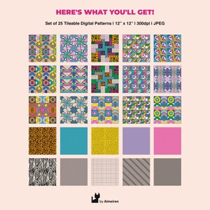 80s Retro Pop Art Memphis Seamless Patterns, Geometric Elements for DIY ...