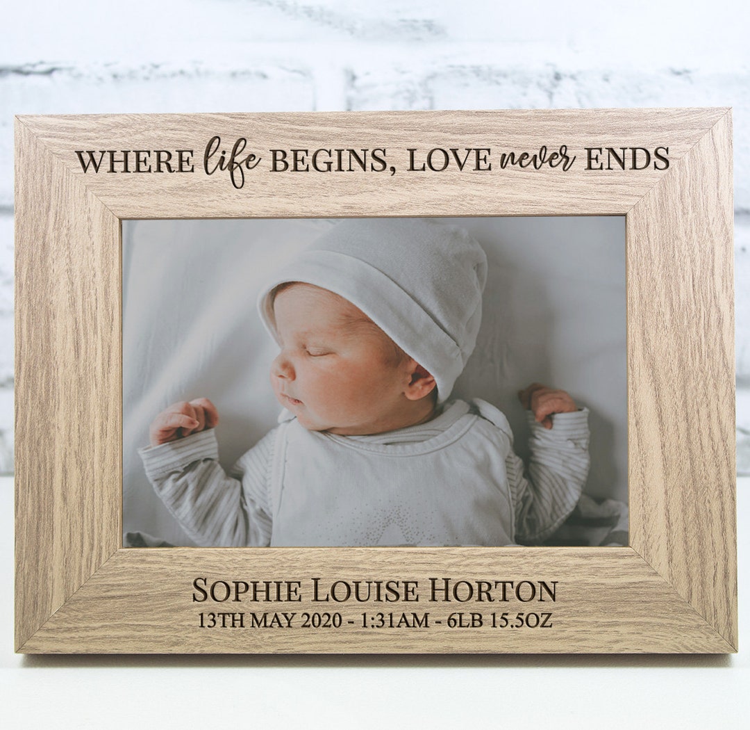 Personalised Newborn Photo Frame Gift Keepsake Engraved Birth New Born ...
