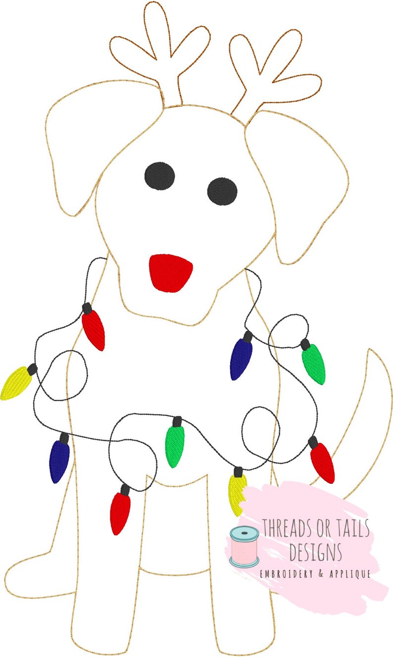 Christmas Dog Applique - Christmas Dog Bean Stitch Applique Design ...