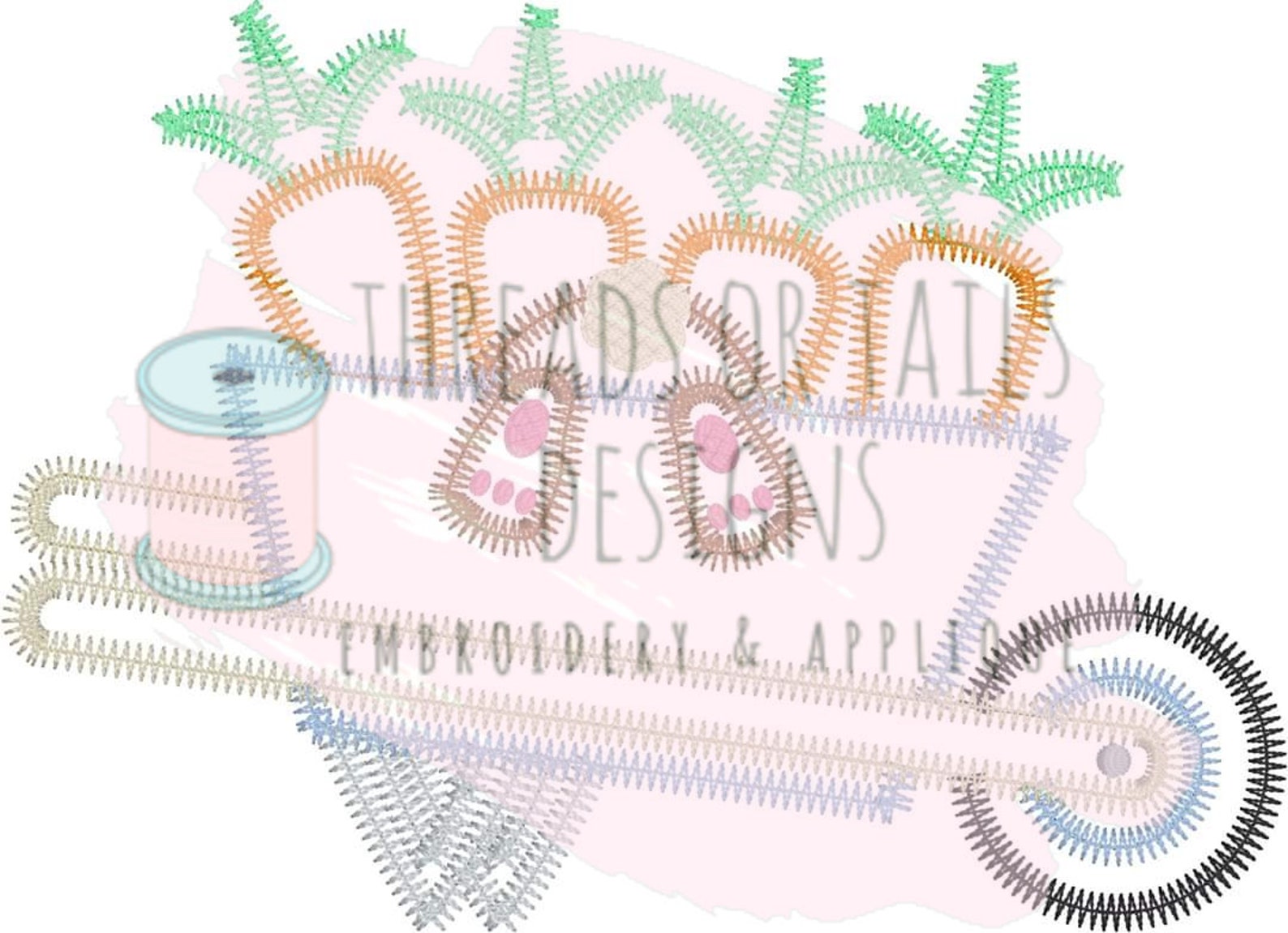 Easter Wheelbarrow Applique - Easter Wheelbarrow Design - Zig Zag ...