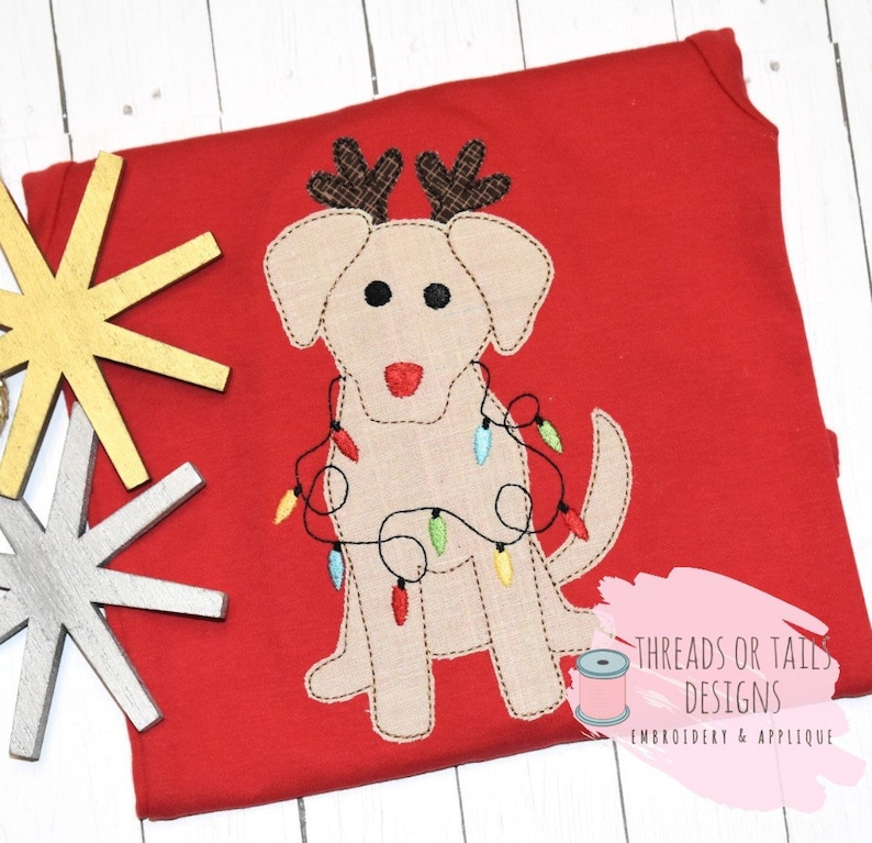 Christmas Dog Applique - Christmas Dog Bean Stitch Applique Design ...