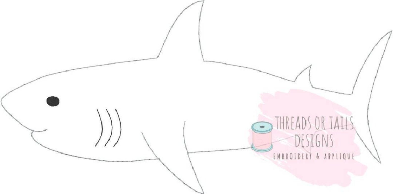 Shark Applique - Shark Applique Design - Shark Bean Stitch Applique ...