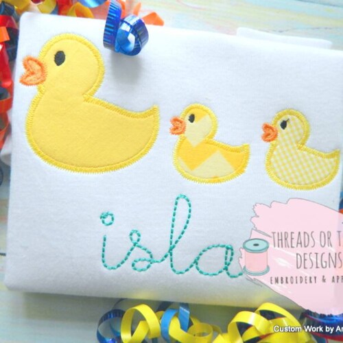 Duck Applique Duck Trio Applique Design Ducks in a Row - Etsy