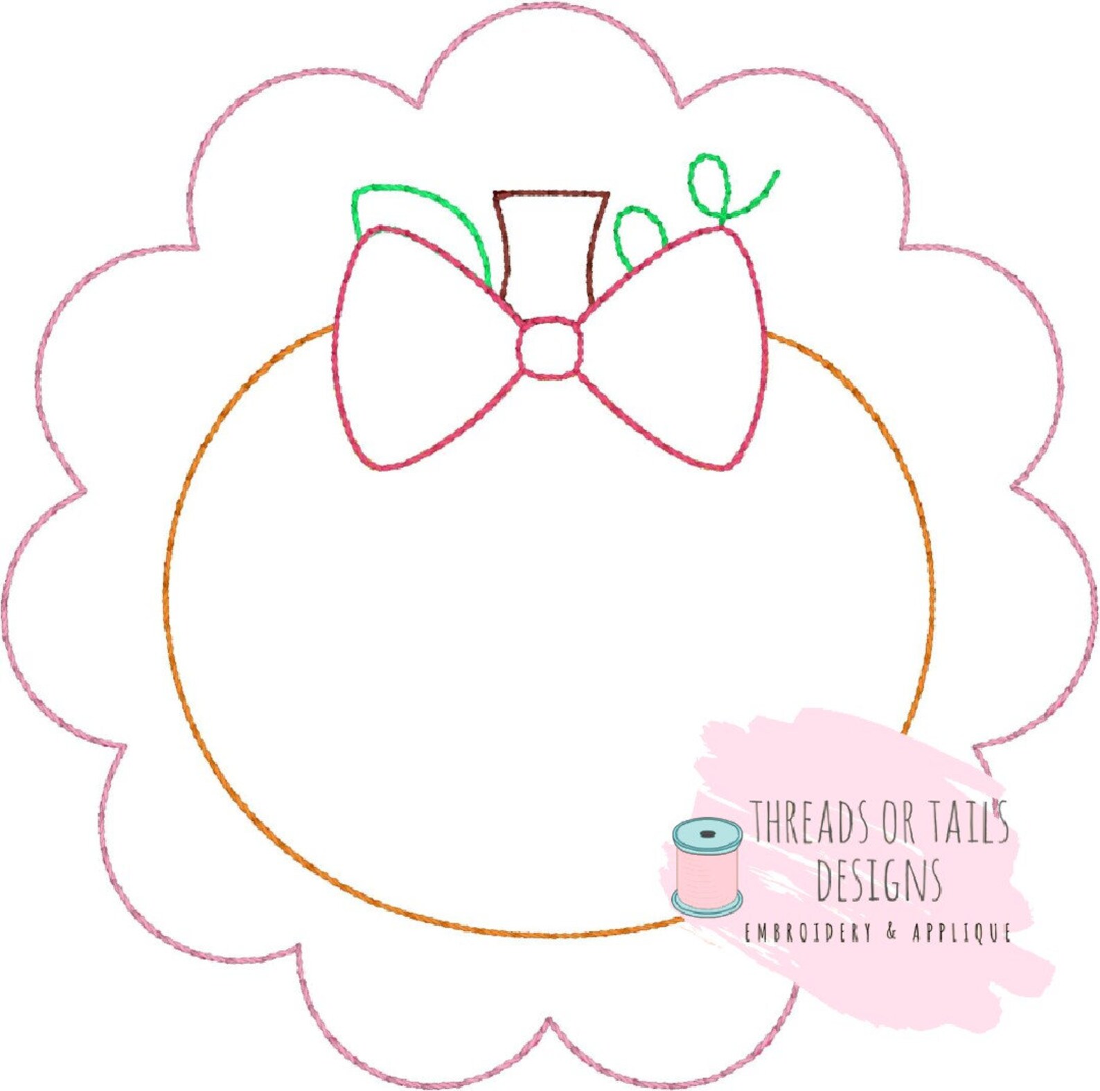 Pumpkin Scallop Patch Applique - Pumpkin Applique Design - Pumpkin ...