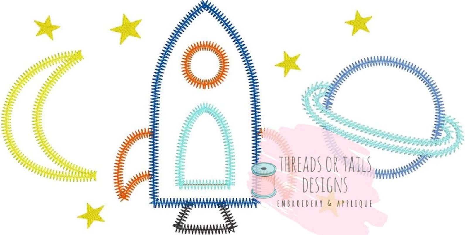 Space Applique Space Design Space Trio Design Zig Zag - Etsy