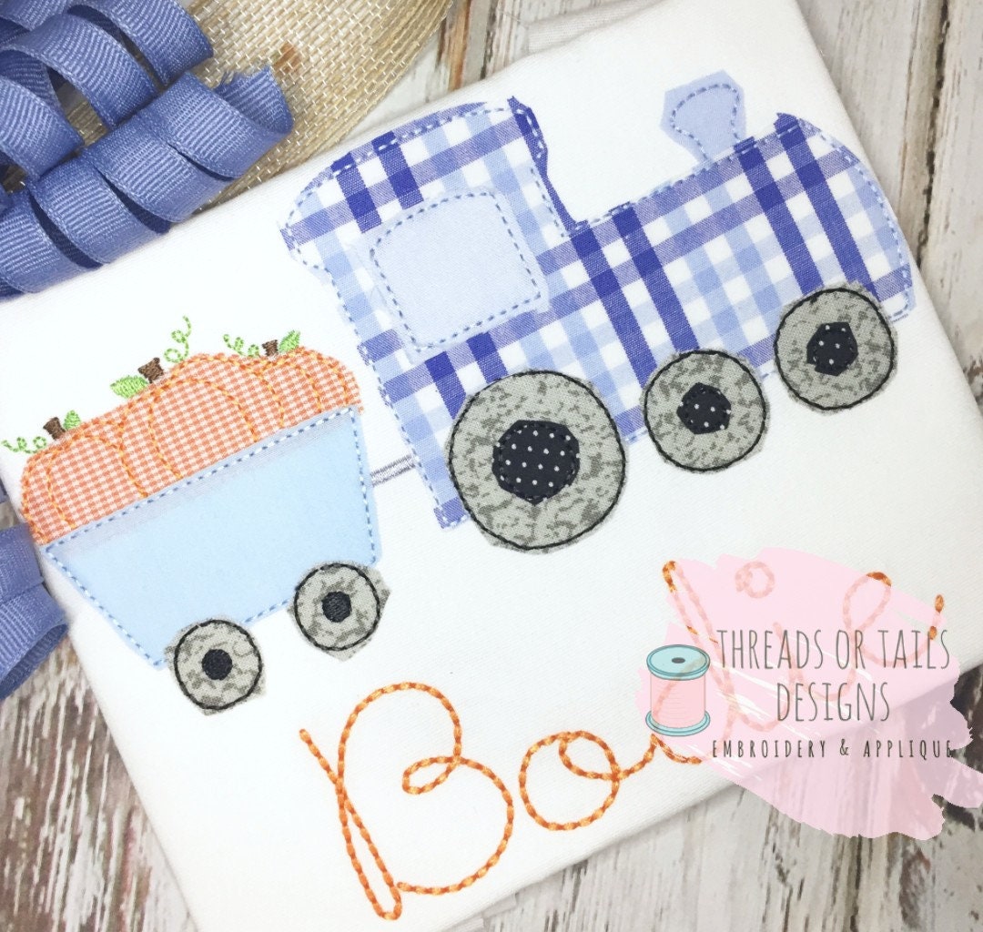 Fall Train Applique - Pumpkin Train Applique Design - Train With ...