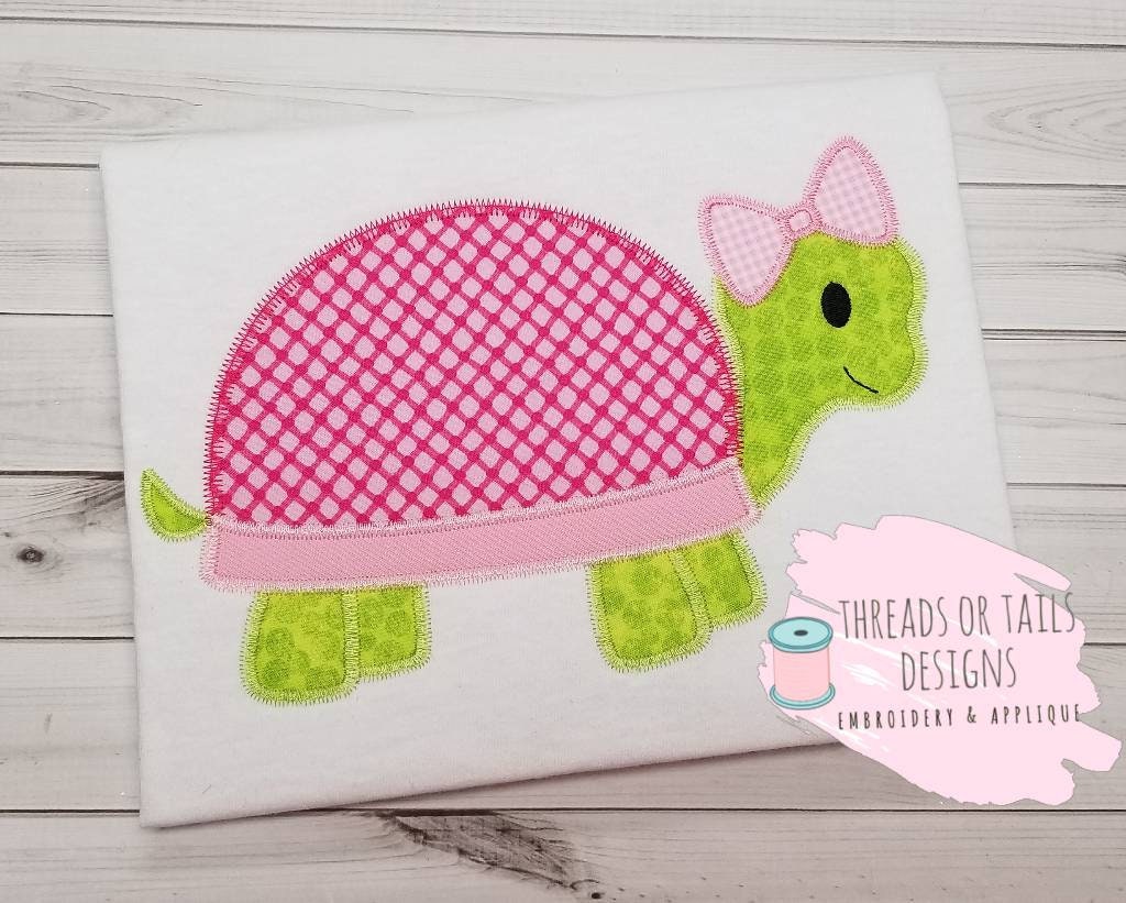 Turtle Applique Turtle ZZ Applique Design Girl Turtle - Etsy