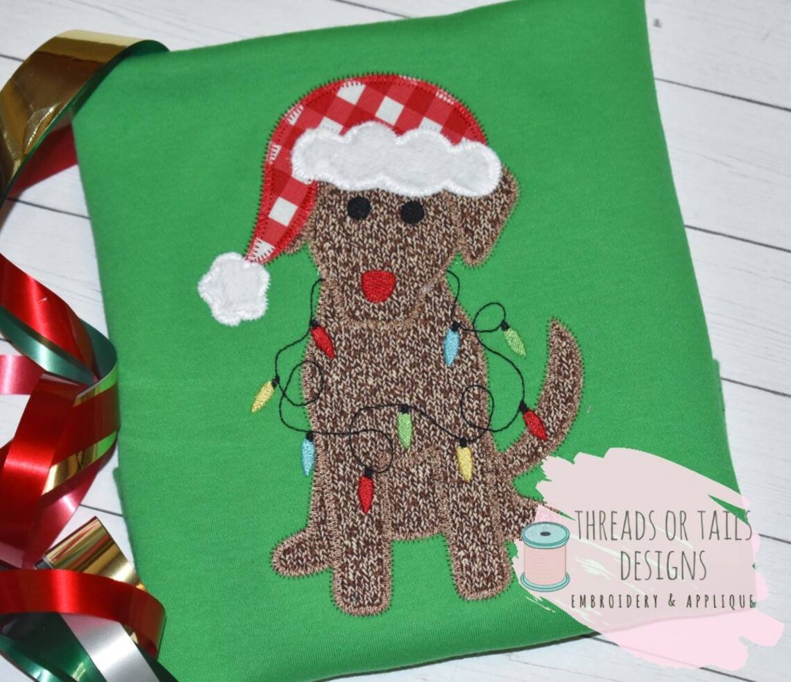 Christmas Dog Applique - Christmas Dog ZZ Applique Design - Dog ...