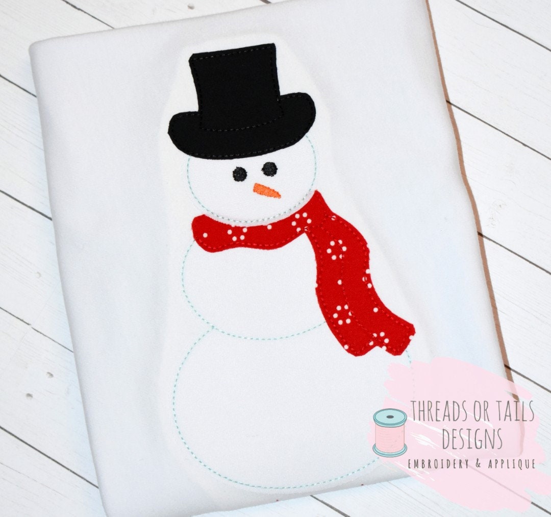 Snowman Applique - Bean Stitch Applique - Snowman Design - Christmas ...