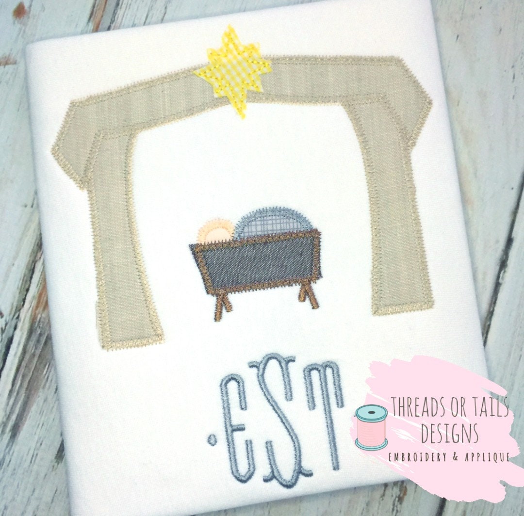 Nativity Applique - Zig Zag Applique - Nativity Design - Manger ...