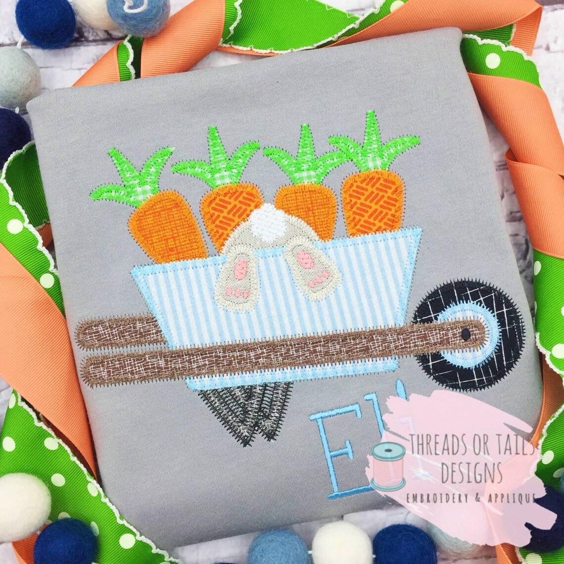 Easter Wheelbarrow Applique - Easter Wheelbarrow Design - Zig Zag ...