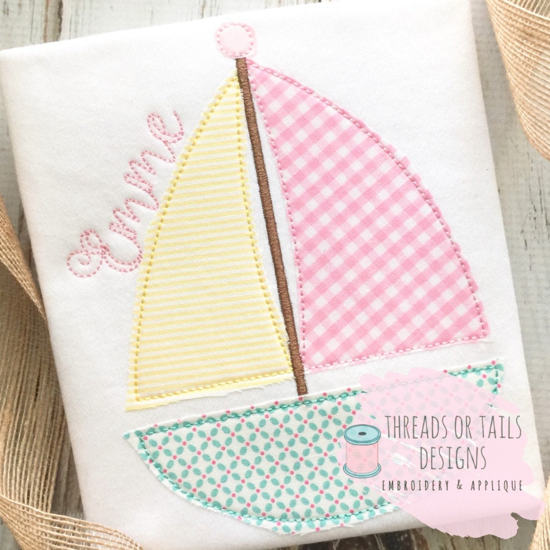 Sailboat Applique - Sailboat Bean Stitch Design - Sailboat Design ...