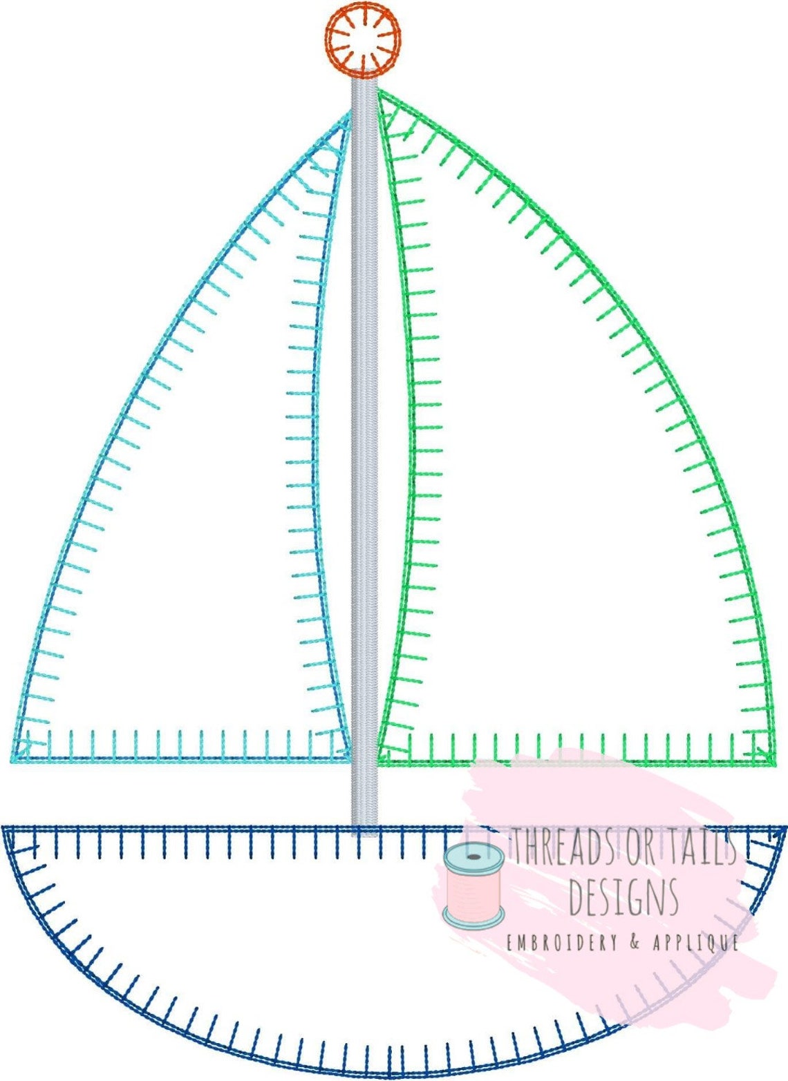 Sailboat Applique - Sailboat Blanket Stitch Design - Sailboat Design ...