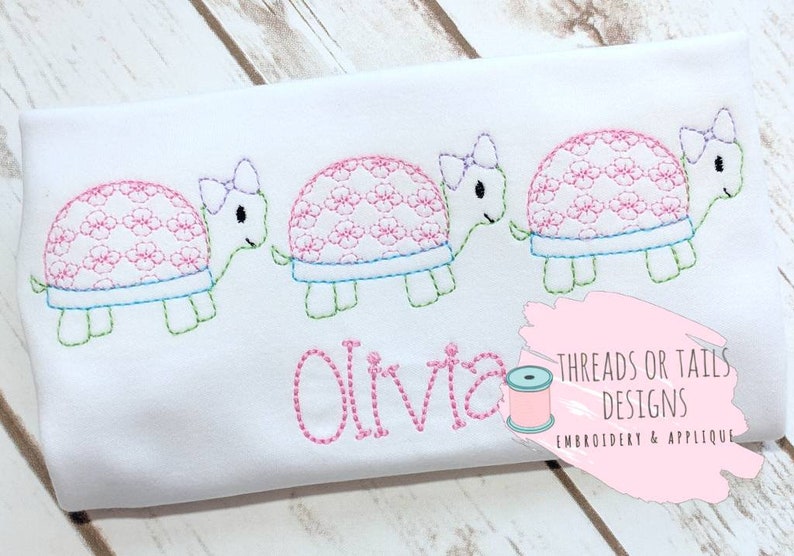 Turtle Design Girl Turtle Embroidery Turtle Vintage Design - Etsy