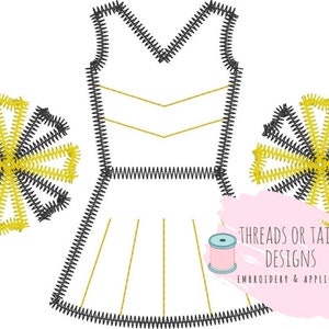 Cheerleader Applique - Cheer Applique Design - Cheerleader Zig Zag ...