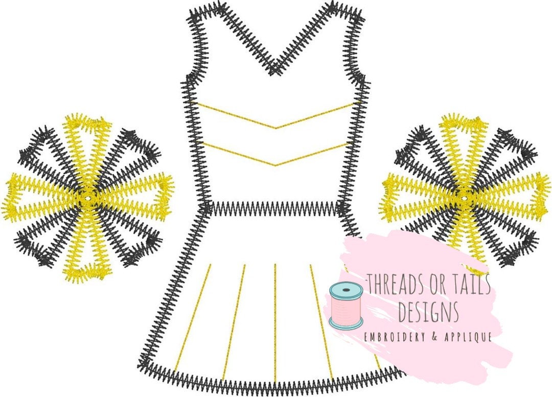 Cheerleader Applique - Cheer Applique Design - Cheerleader Zig Zag ...