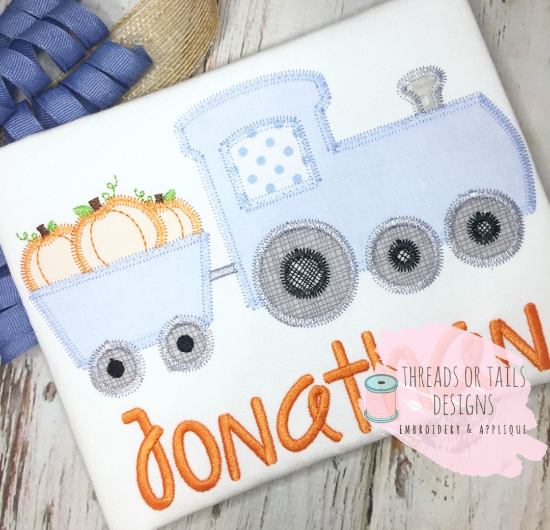 Fall Train Applique - Pumpkin Train Applique Design - Train With ...