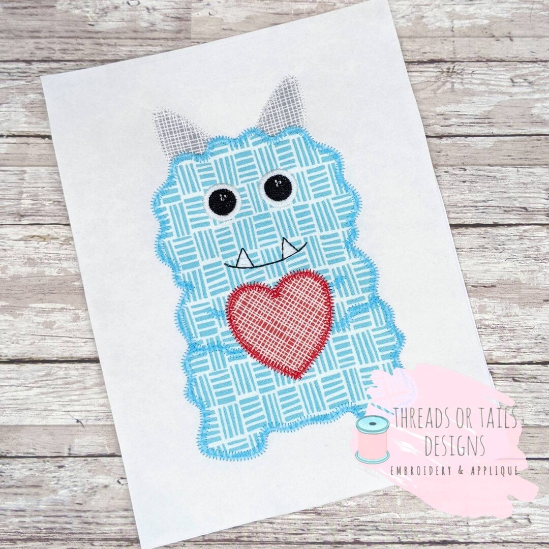 Valentine’s Monster Design - Monster Applique - Valentine’s Applique ...