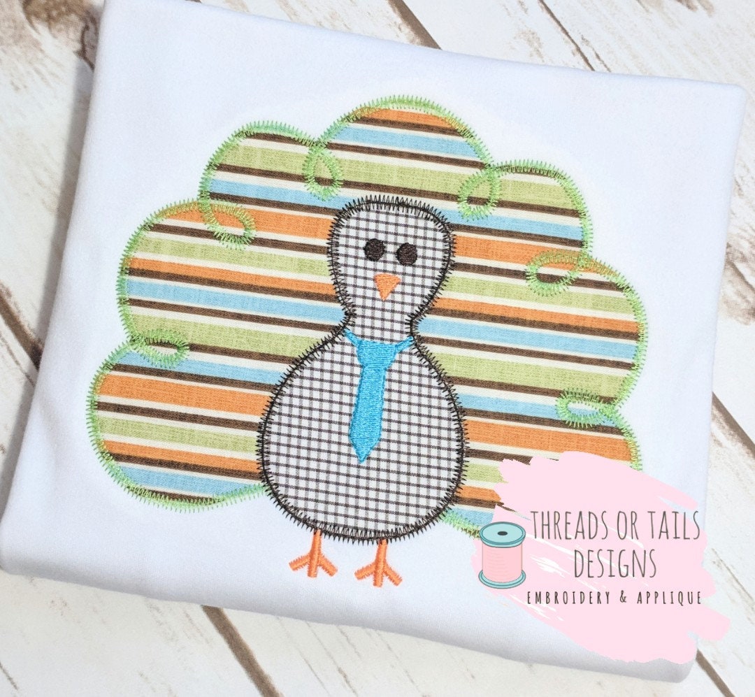 Turkey Applique - Turkey ZZ Applique Design - Boy Turkey Applique ...
