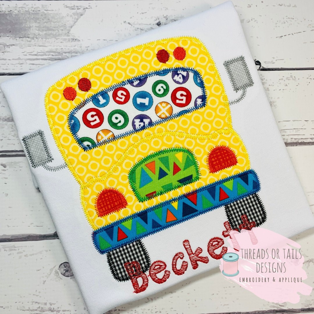 School Bus Applique - Back to School Applique Design - School Bus Zig ...