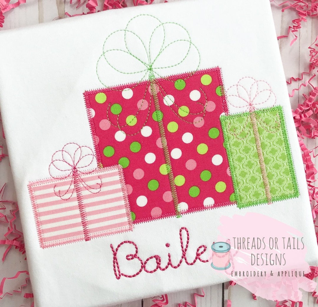 Christmas Gift Applique - Christmas Gift Applique Design - Christmas ...