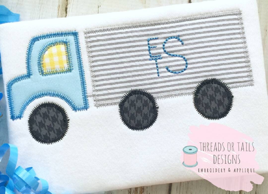 Big Truck Applique - Semi Truck Truck Applique Design - Truck Zig Zag ...