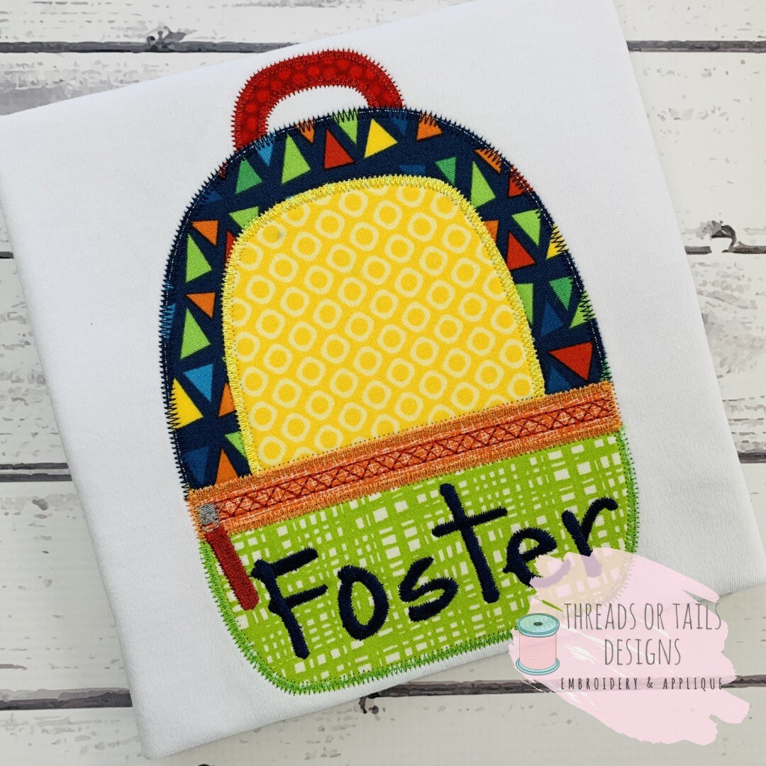Backpack Applique - Back to School Applique Design - Backpack Zig Zag ...
