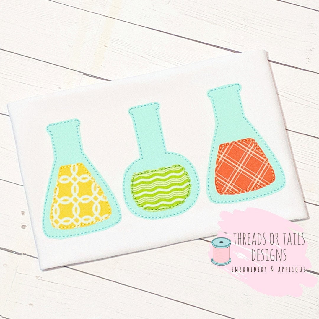 Flask Applique - Science Applique - Back to School Applique Design ...