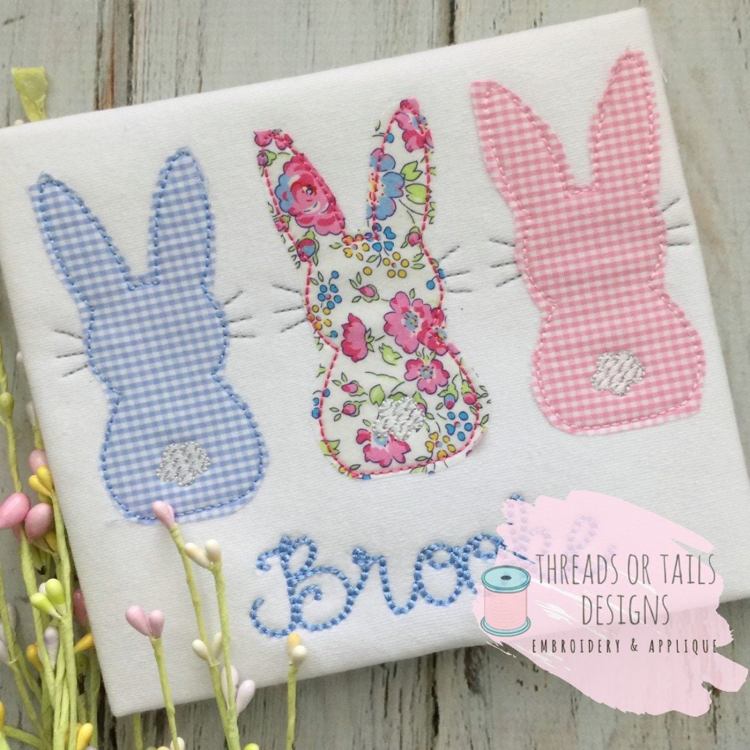 Easter Applique Design - Easter Trio Applique - Bean Stitch Applique ...
