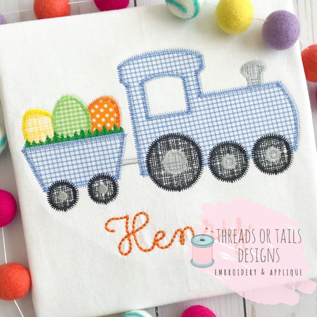 Easter Train Applique - Easter Train Design - Train Design - Zig Zag ...