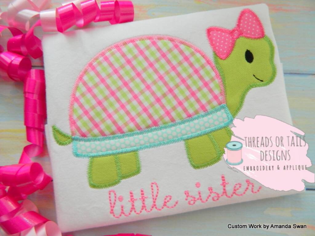 Turtle Applique Turtle ZZ Applique Design Girl Turtle - Etsy
