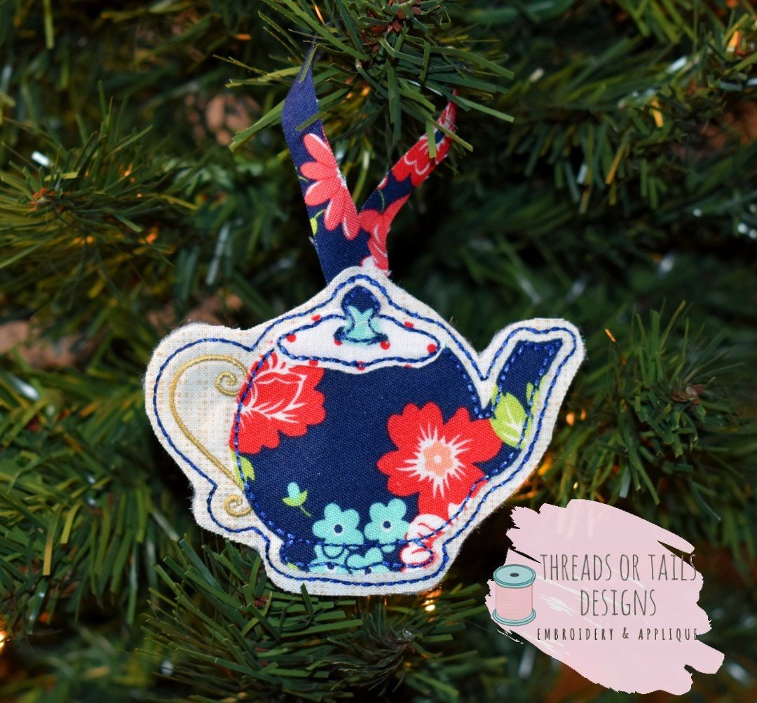 Teapot Ornament - Teapot Bean Stitch Ornament Design - Teapot Christmas ...