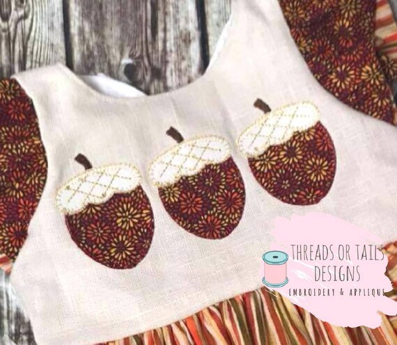 Acorn Trio Applique Acorn Applique Design Acorn Design | Etsy