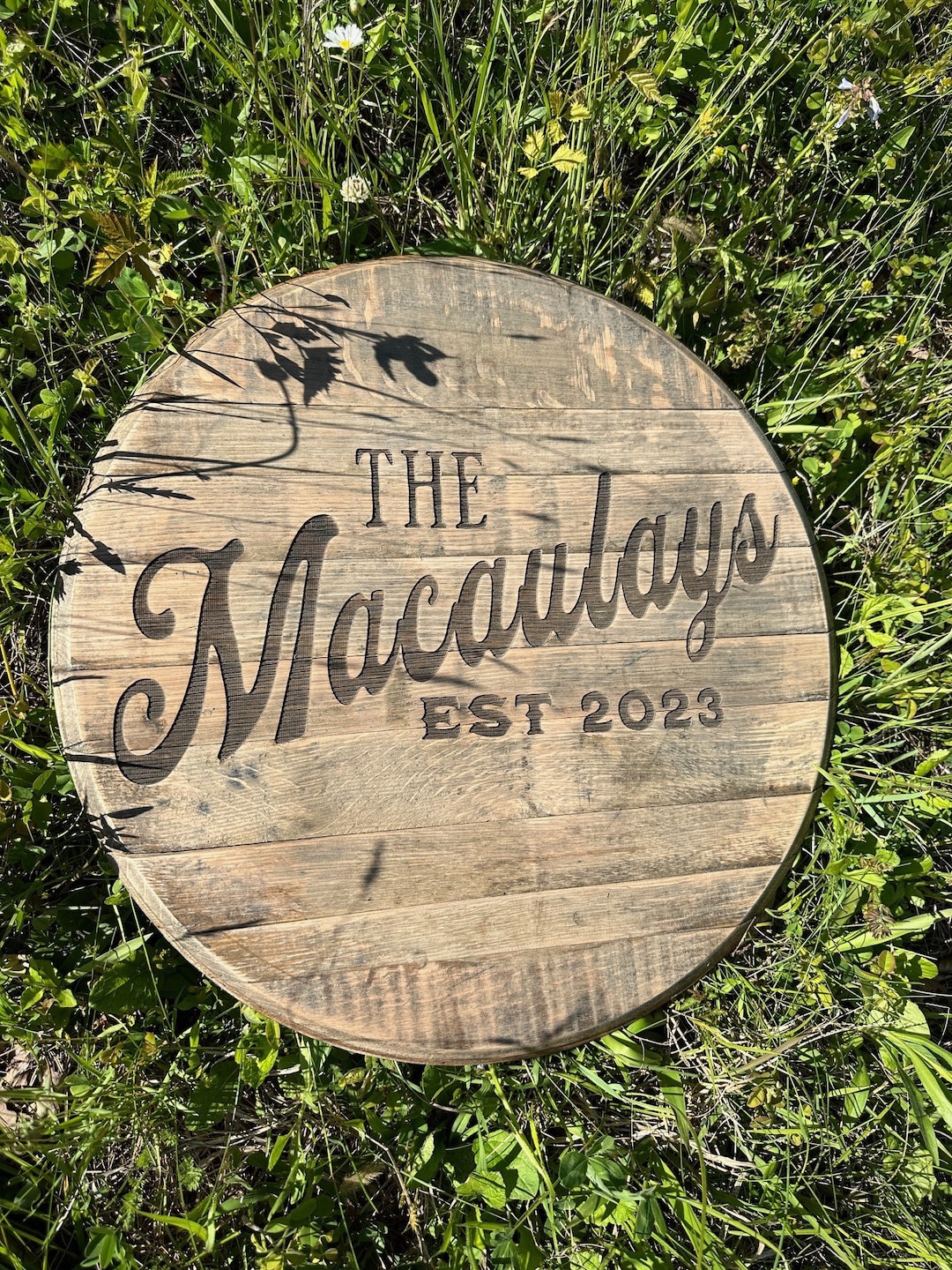 Engraved Wedding Sign Guest Book Bourbon Barrell Head, Personalized ...